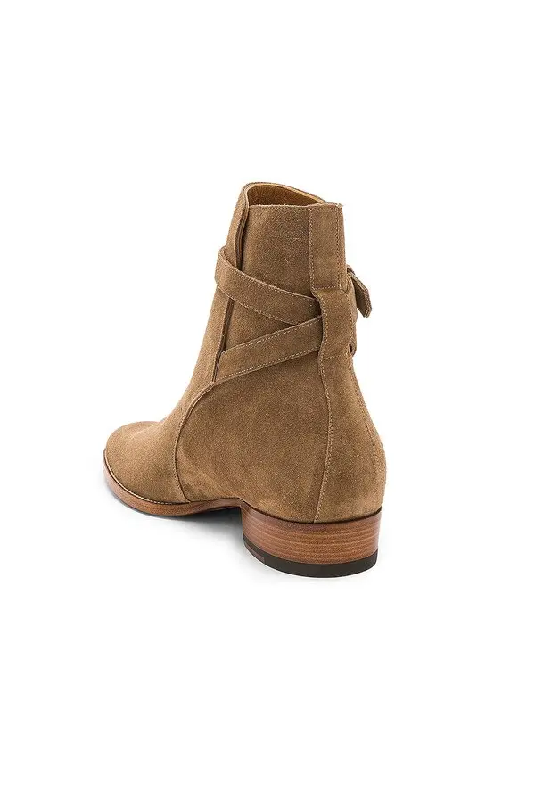 Saint Laurent Suede Wyatt Jodhpur Boots - Light Cigar | Editorialist
